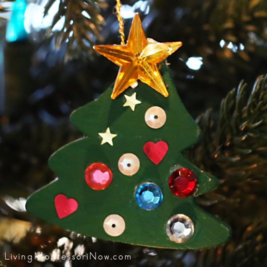 Montessori-Inspired Christmas Crafts - Painted Wooden Ornaments