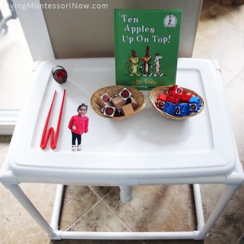 Ten Apples Up On Top Sensory Bin & Table {Free Printables} - Montessori ...