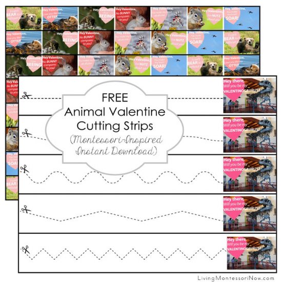 FREE Animal Valentine Cutting Strips (Montessori-Inspired Instant ...