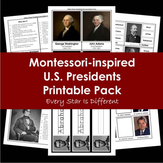 Montessori U.S. President Printables for Preschool Through Elementary ...