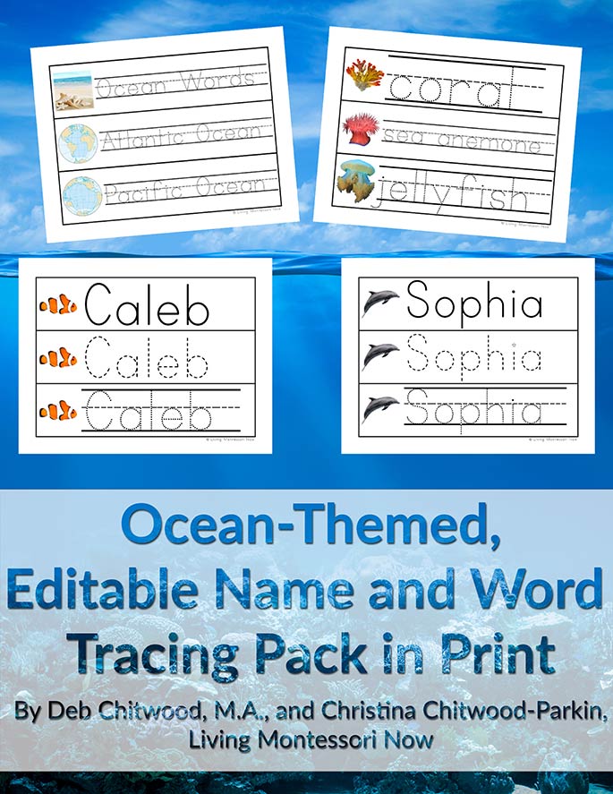 Ocean-Themed, Editable Name and Word Tracing Pack in Print or Cursive ...